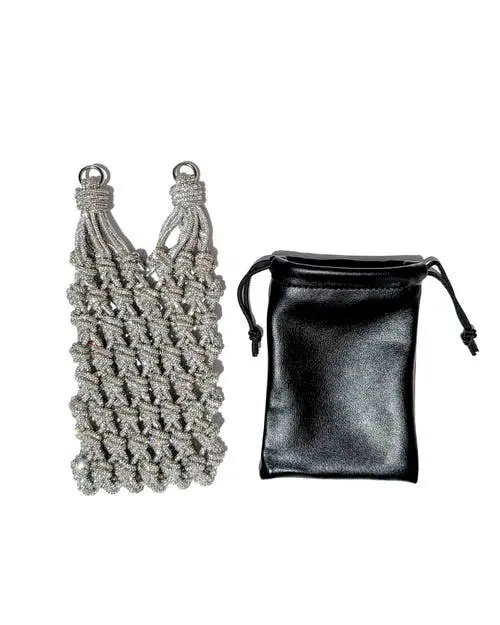 ROCKNOT 46in Maya Handwoven Rhinestone Phone Crossbody Bag - Crystal