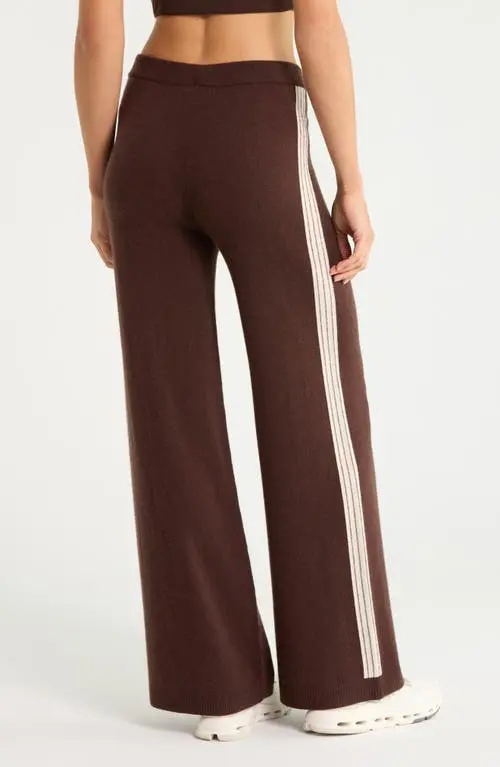 Zella Wool & Cashmere Stripe Pants - Brown Mole