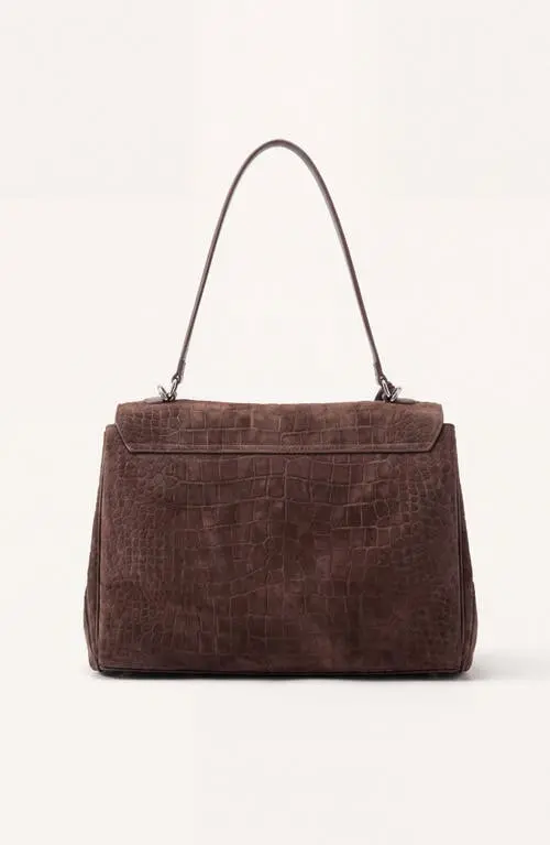 MODENAIRE Croc Embossed Flap Shoulder Bag