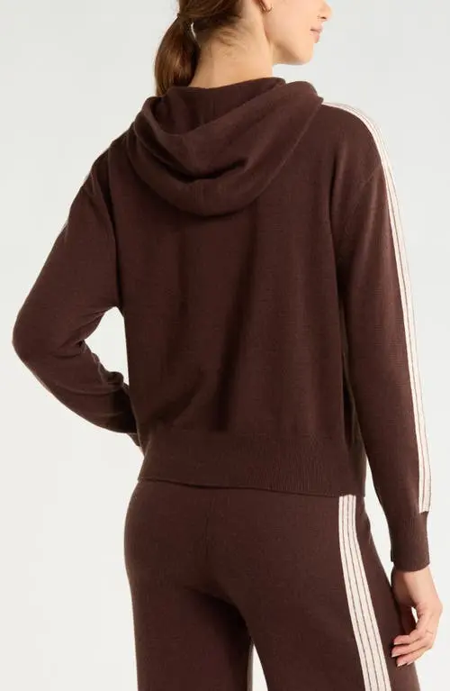 Zella Wool & Cashmere Stripe Hoodie - Brown Mole