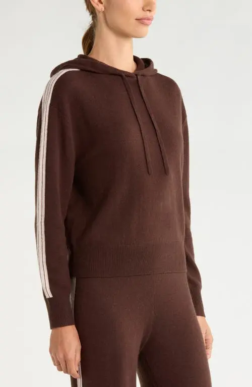 Zella Wool & Cashmere Stripe Hoodie - Brown Mole