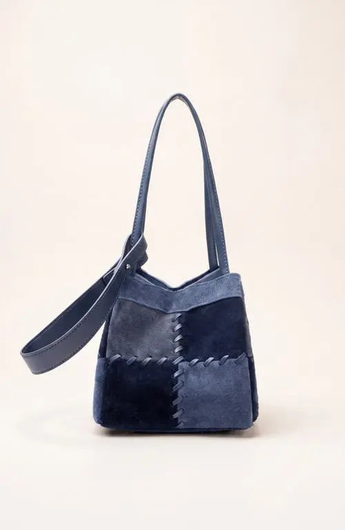MODENAIRE Patchwork Whipstitch Bucket Shoulder Bag - Blue