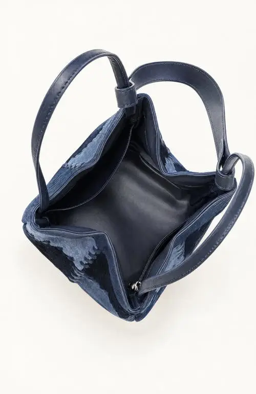 MODENAIRE Patchwork Whipstitch Bucket Shoulder Bag - Blue