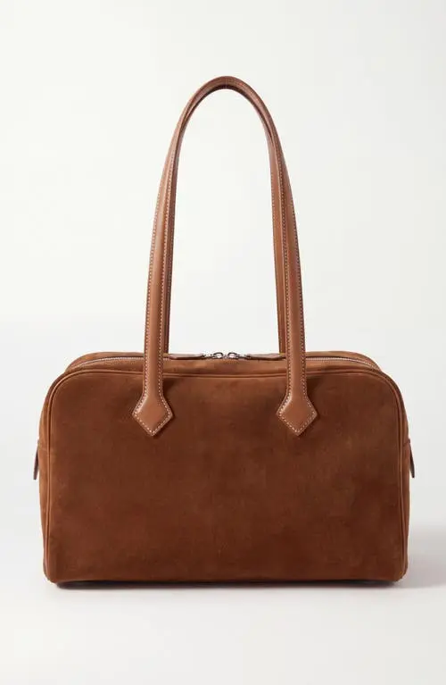 MODENAIRE Structured Suede Zip Top Shoulder Bag