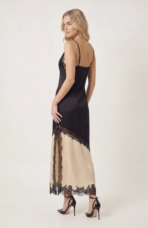 MODENAIRE Lace Trim Maxi Slip Dress