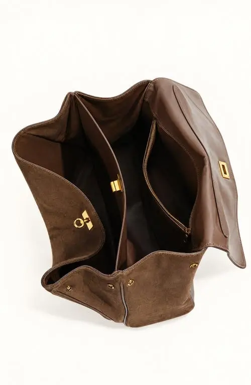 MODENAIRE Textured Turn Lock-top Handle Shoulder Bag