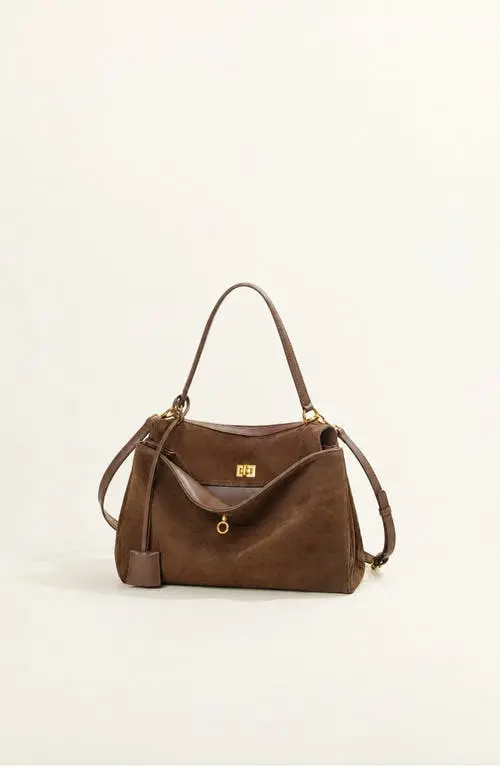 MODENAIRE Small Textured Turn-lock Top Handle Shoulder Bag