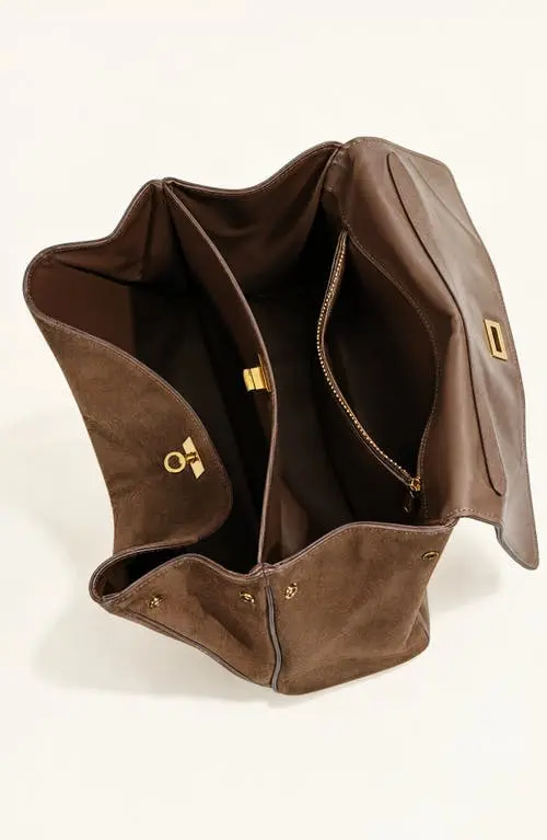 MODENAIRE Small Textured Turn-lock Top Handle Shoulder Bag