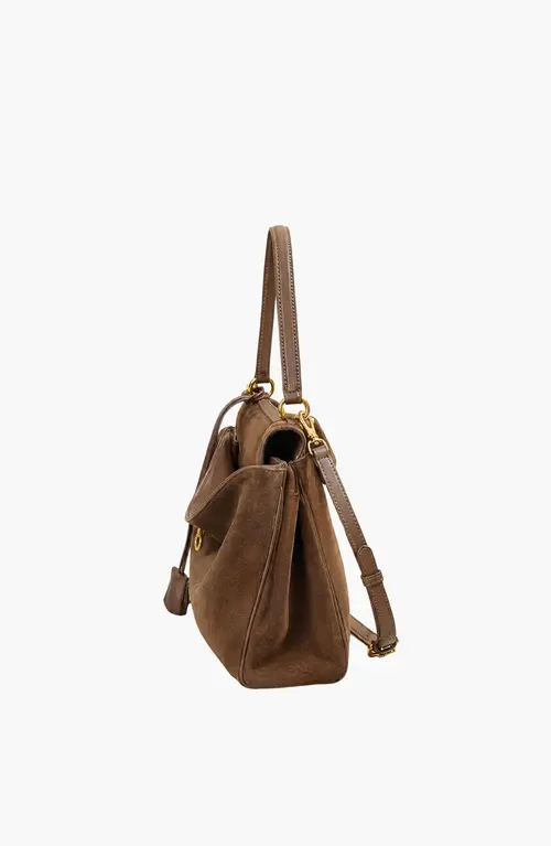 MODENAIRE Small Textured Turn-lock Top Handle Shoulder Bag
