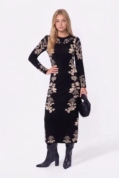 YAKIRA BELLA Verona Long Sleeve Maxi Dress