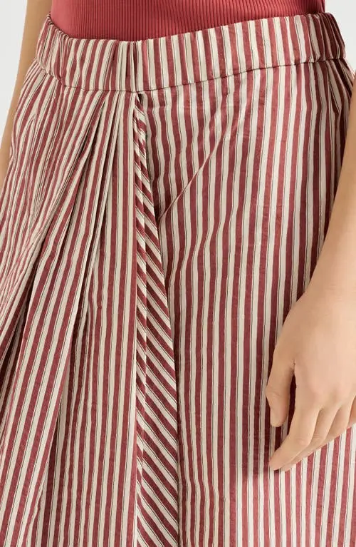 Brunello Cucinelli Striped Wrinkled Poplin Sarong Skirt