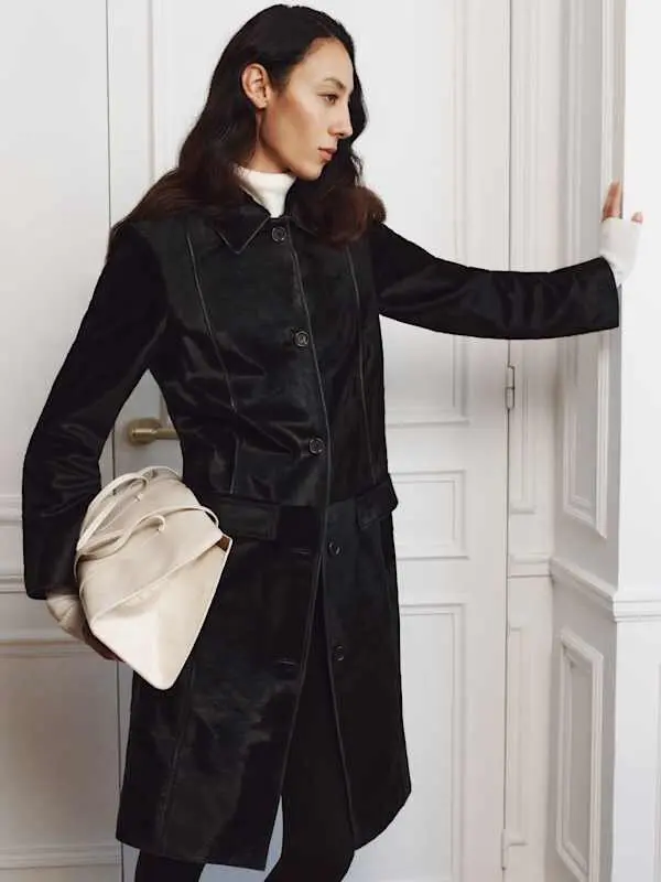 REFORMATION Veda Ariana Trench Coat Calfhair