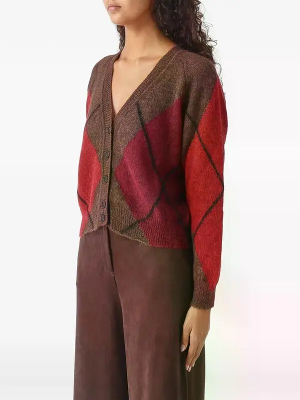 NENETTE Chantal Argyle-knit V-neck Cardigan
