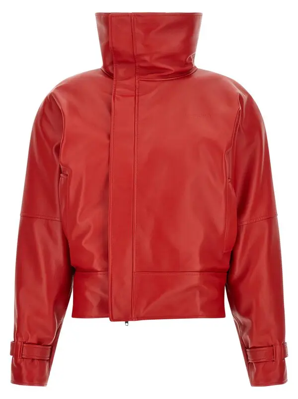 Balenciaga Leather 'arrotondato' Bomber Jacket