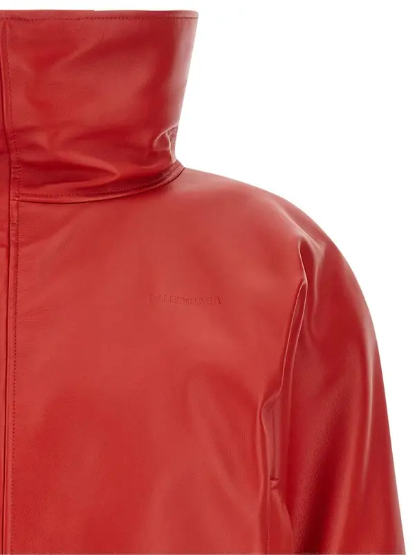 Balenciaga Leather 'arrotondato' Bomber Jacket