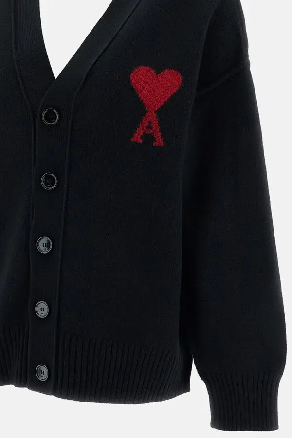 AMI Paris Cardigan Scollo A V De Coeur