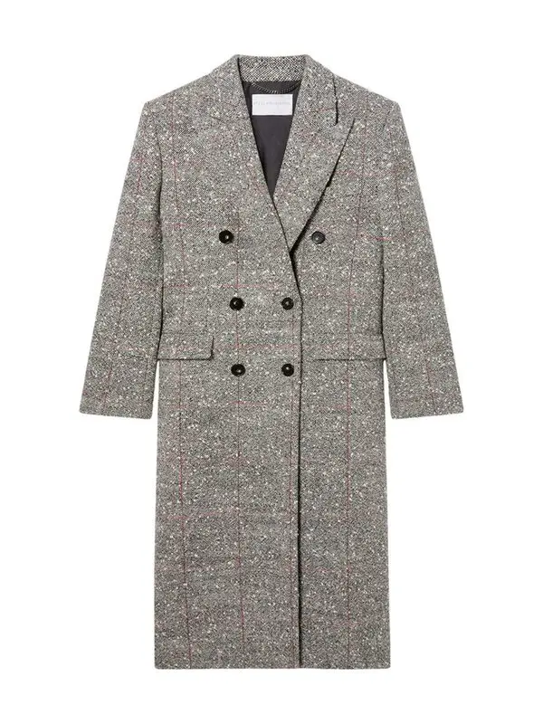 Stella McCartney Double-breasted Coat In Speckled Wool