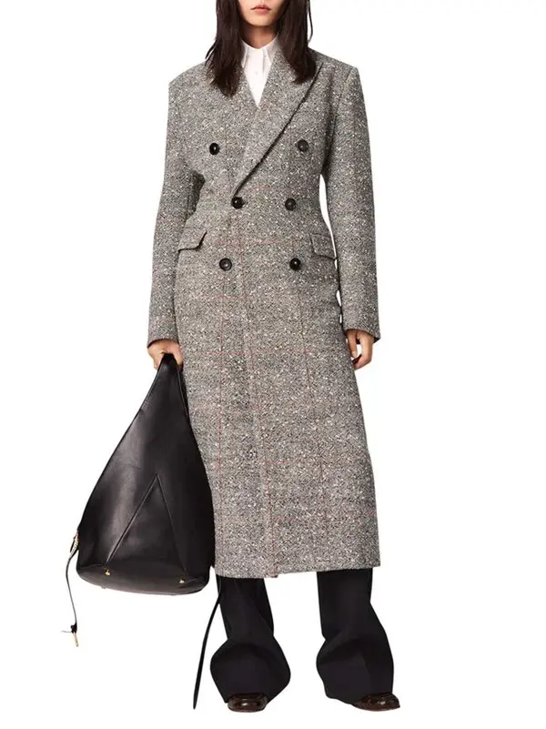 Stella McCartney Double-breasted Coat In Speckled Wool
