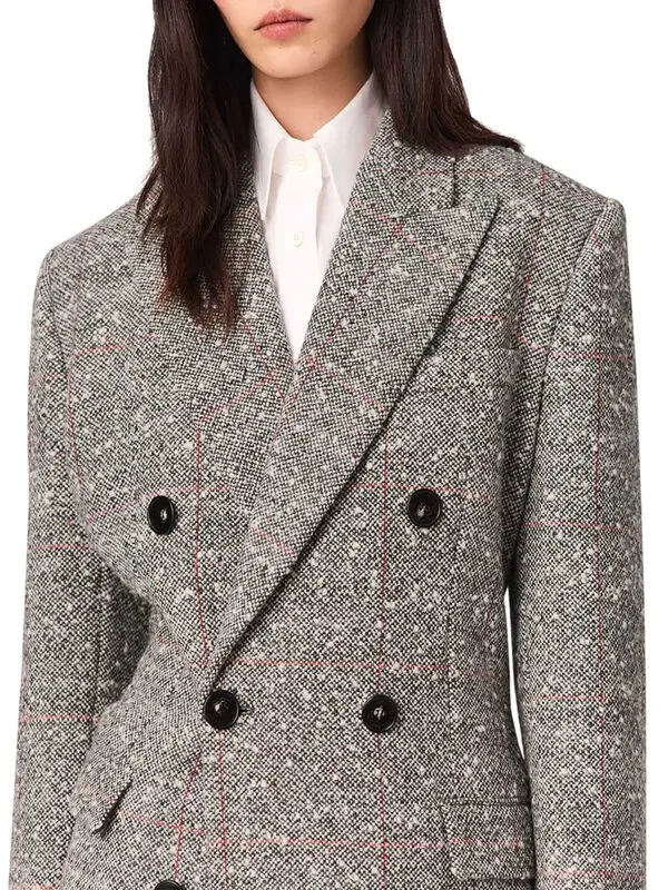 Stella McCartney Double-breasted Coat In Speckled Wool