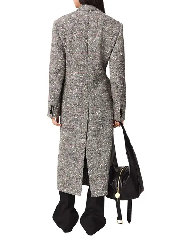 Stella McCartney Double-breasted Coat In Speckled Wool