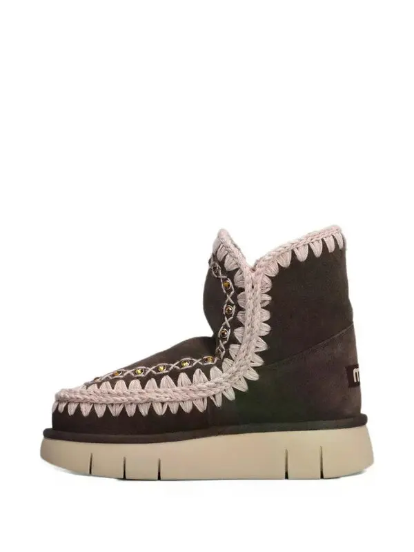 Mou Crystal-embellished Crochet-trim Ankle Boots