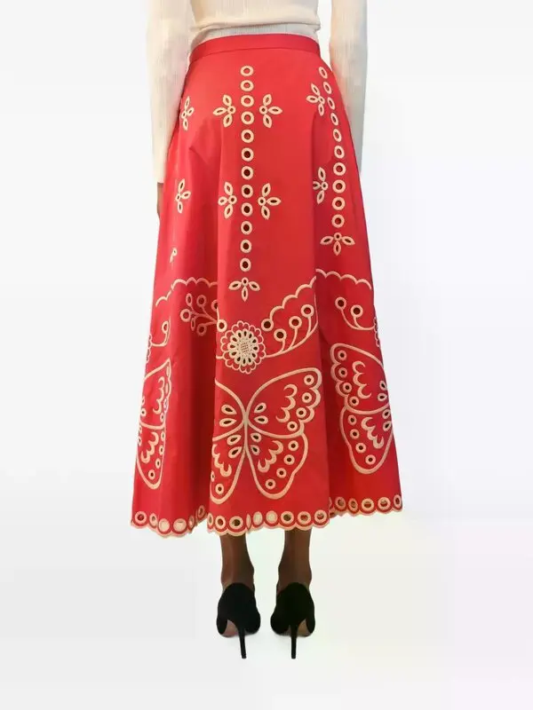 Red Valentino Broderie-anglaise Midi Skirt