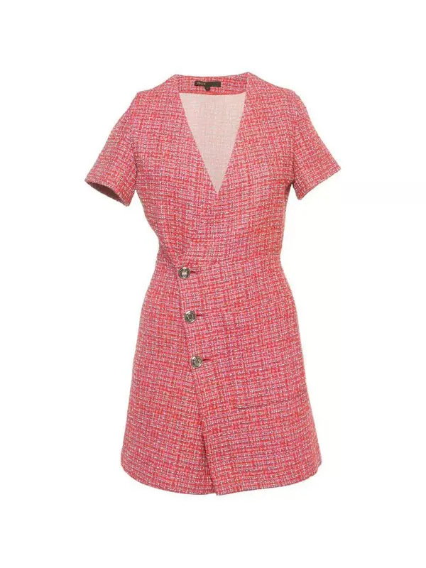 Maje Tweed Open-back Mini Dress - Pink