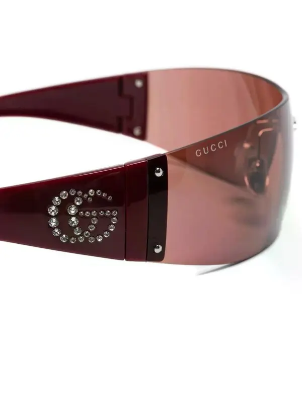 Gucci Crystal-embellished Shield Sunglasses