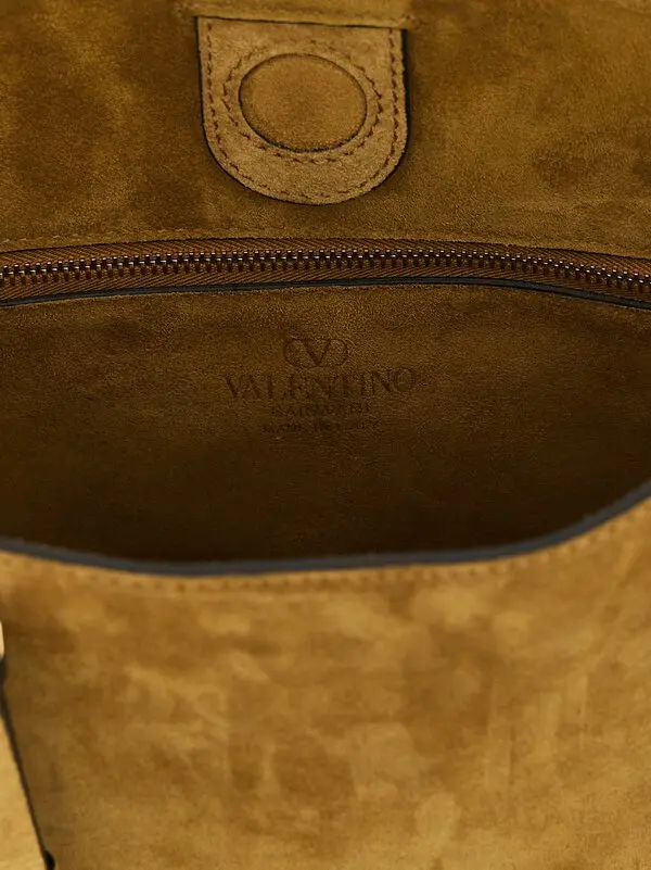 Valentino Garavani V. Garavani 'rockstud' Small Beige Shopping Bag