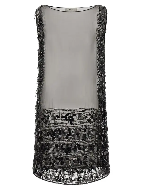 LANVIN Embroidered Silk Tunic Dress