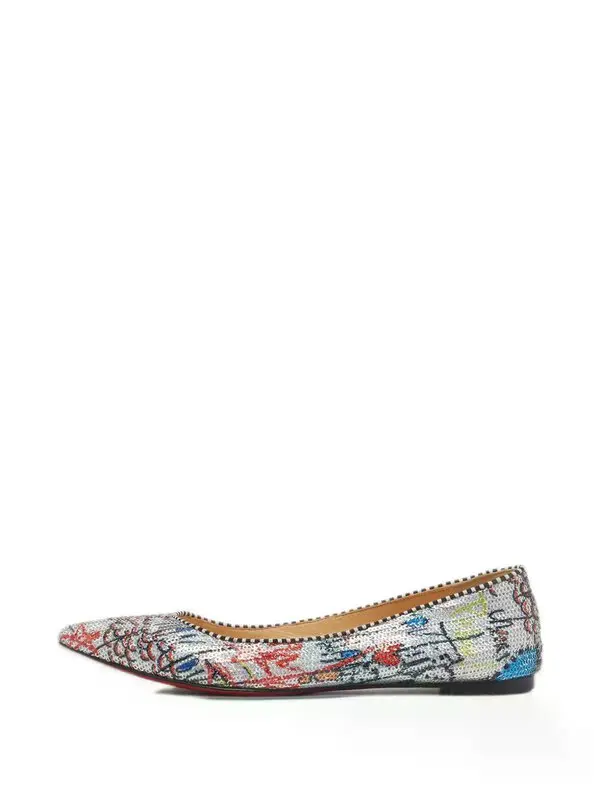 CHRISTIAN LOUBOUTIN Sequin-embellished Ballet Flats - Silver