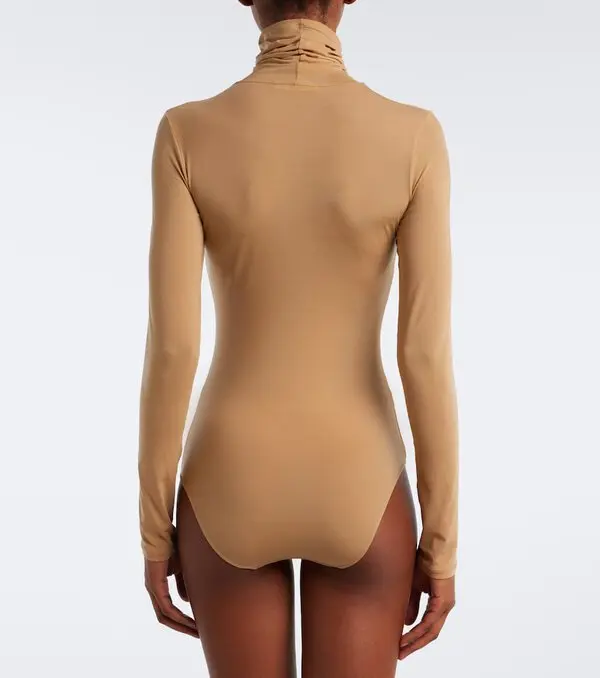 THE ROW Basile Jersey Turtleneck Bodysuit - Beige