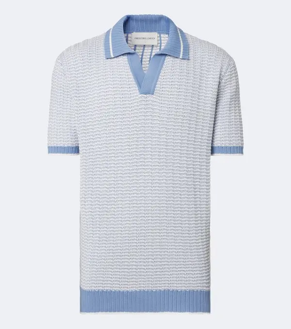 Frescobol Carioca Rino Crochet Cotton Polo Shirt - Blue