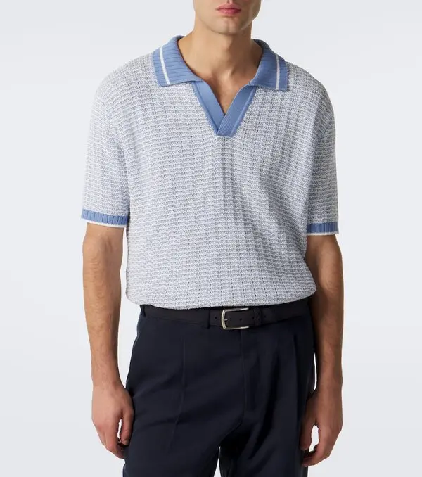 Frescobol Carioca Rino Crochet Cotton Polo Shirt - Blue