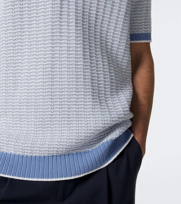Frescobol Carioca Rino Crochet Cotton Polo Shirt - Blue