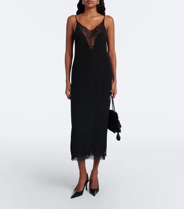 Magda Butrym Lace-trimmed Silk Velvet Slip Dress