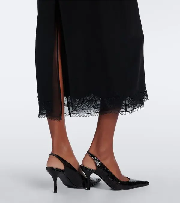 Magda Butrym Lace-trimmed Silk Velvet Slip Dress