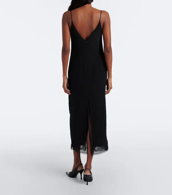 Magda Butrym Lace-trimmed Silk Velvet Slip Dress