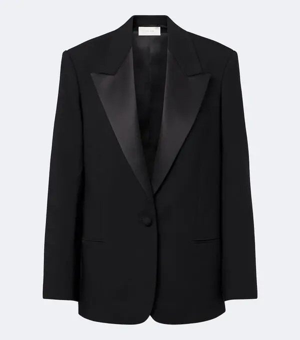 THE ROW Jona Wool Tuxedo Jacket - Black