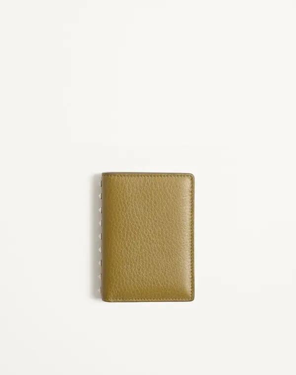 Valentino Garavani Rockstud Cardholder In Grainy Calfskin