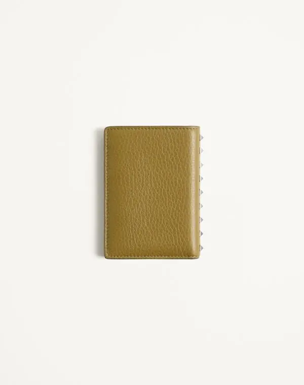 Valentino Garavani Rockstud Cardholder In Grainy Calfskin