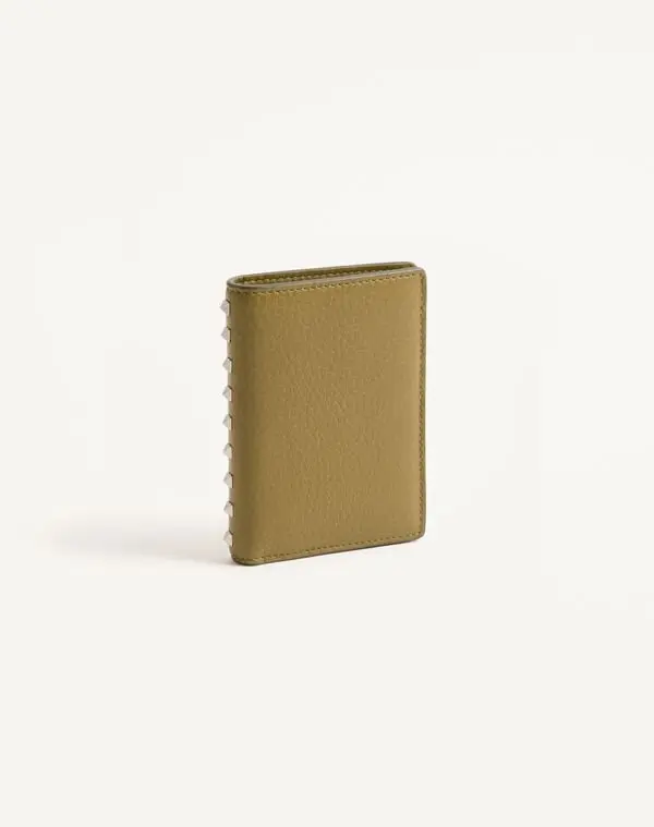 Valentino Garavani Rockstud Cardholder In Grainy Calfskin