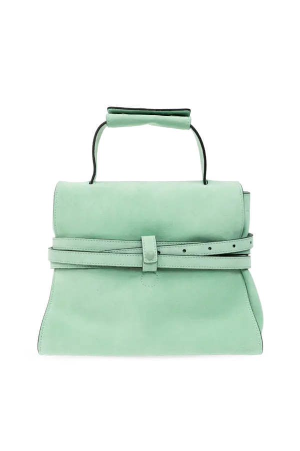 Moschino Suede Top-handle Bag With Logo