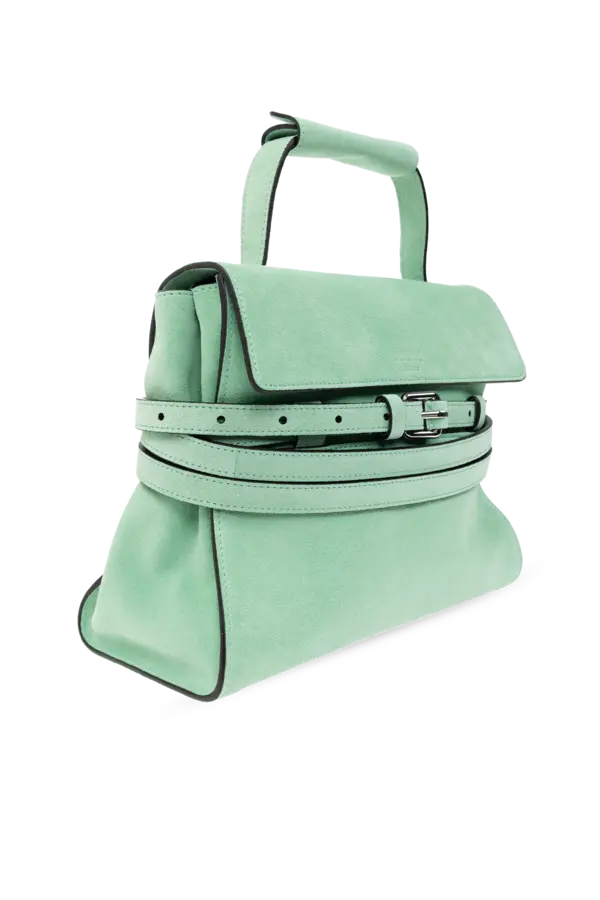Moschino Suede Top-handle Bag With Logo