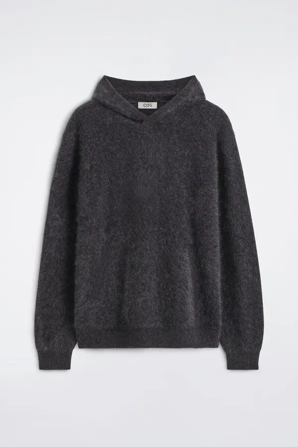 Cos Brushed Pure Cashmere Hoodie - Gray