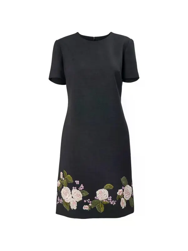 Carolina Herrera Rose-embroidered Shift Mini Dress