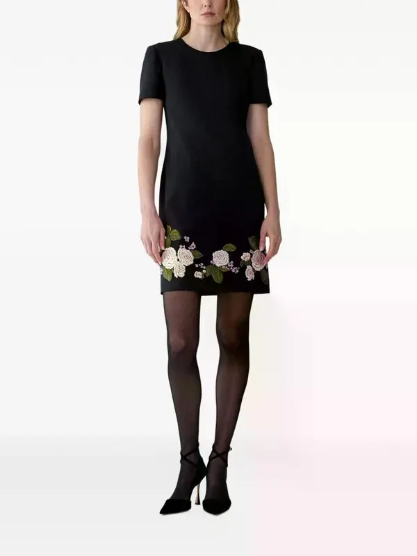 Carolina Herrera Rose-embroidered Shift Mini Dress
