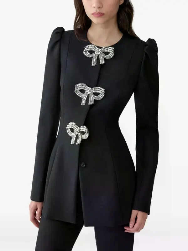 Carolina Herrera Crystal-embroidered Bow Fitted Jacket