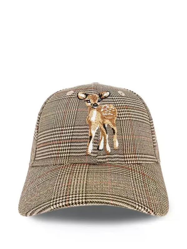 Munthe Corul Check Deer-embroidered Cap - Brown