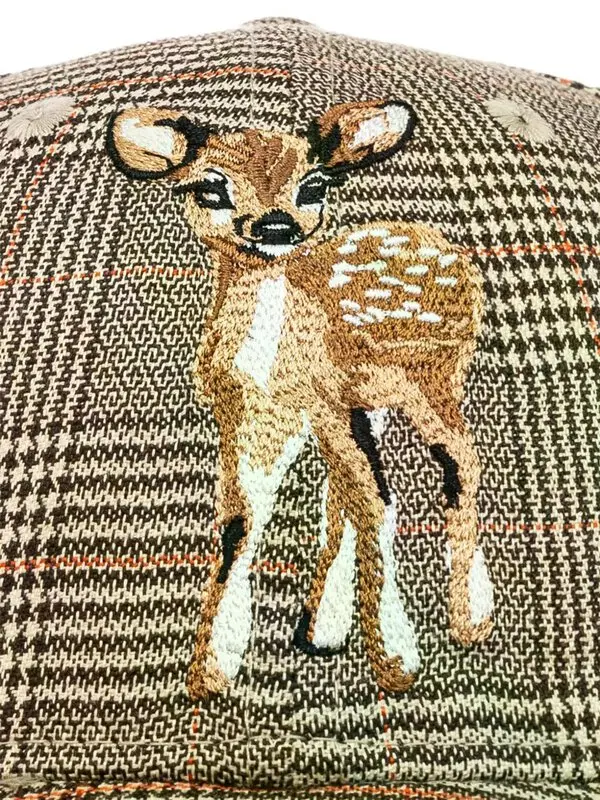 Munthe Corul Check Deer-embroidered Cap - Brown
